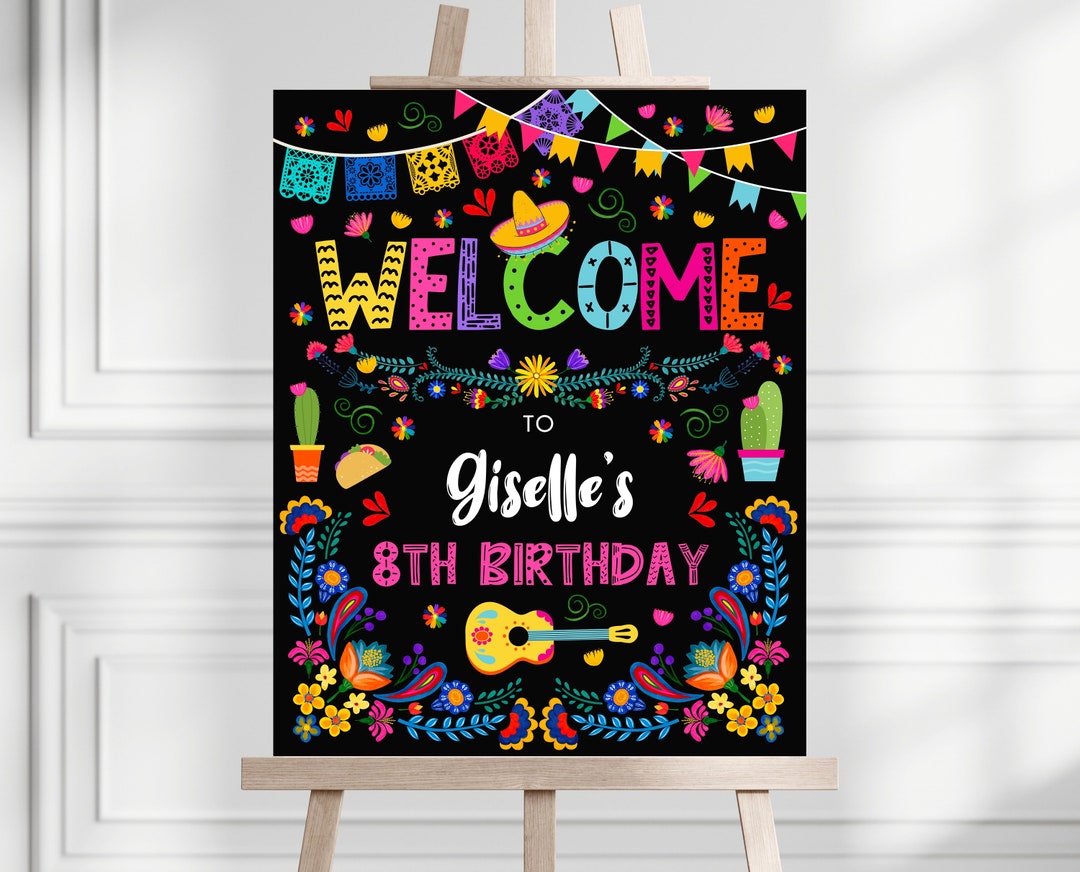 Editable Fiesta Birthday Welcome Sign, Mexican Theme Party Welcome ...
