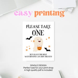 Printable Please Take One Treat Sign, Halloween Trick-or-treat Sign ...