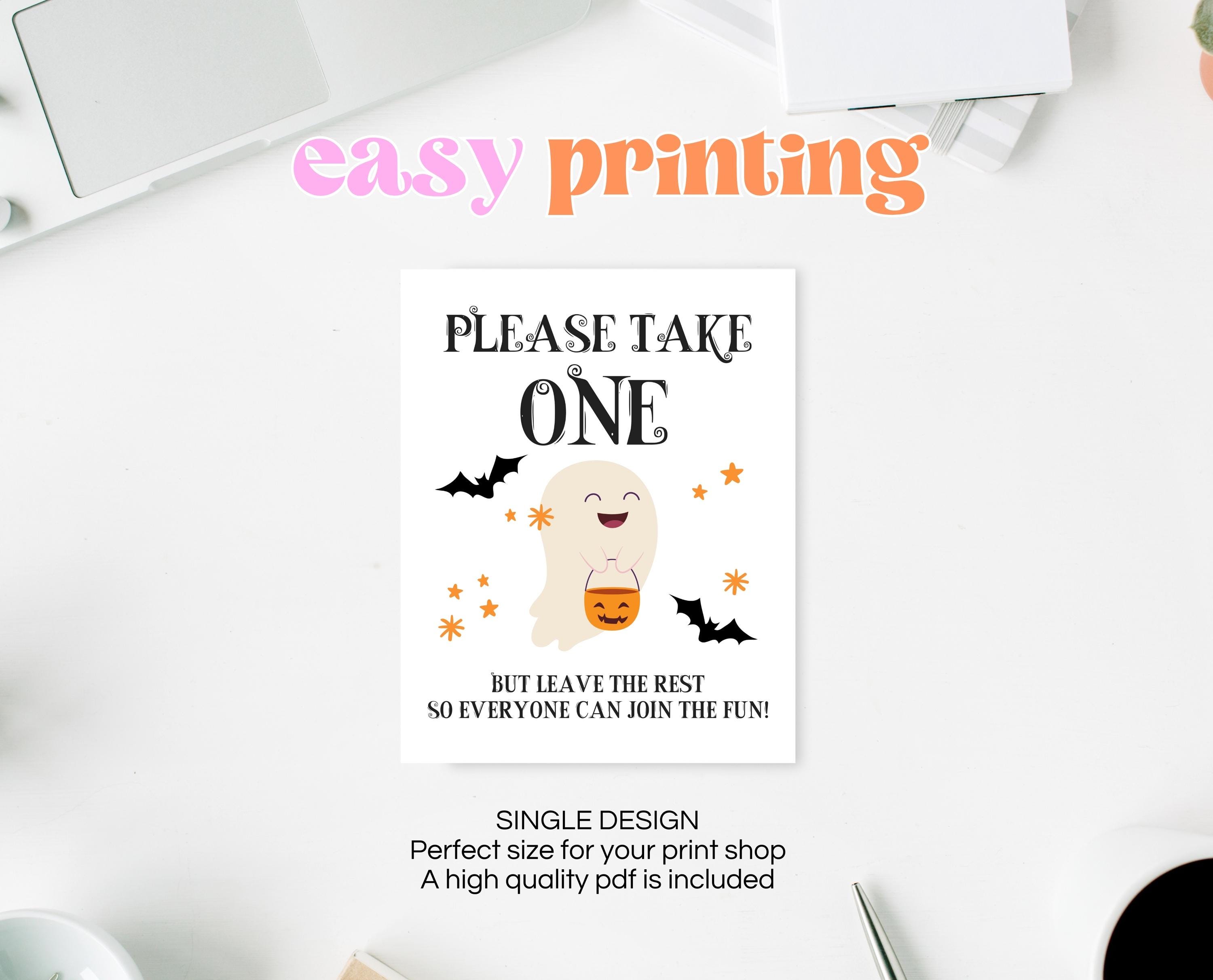 Printable Please Take One Treat Sign, Halloween Trick-or-treat Sign ...