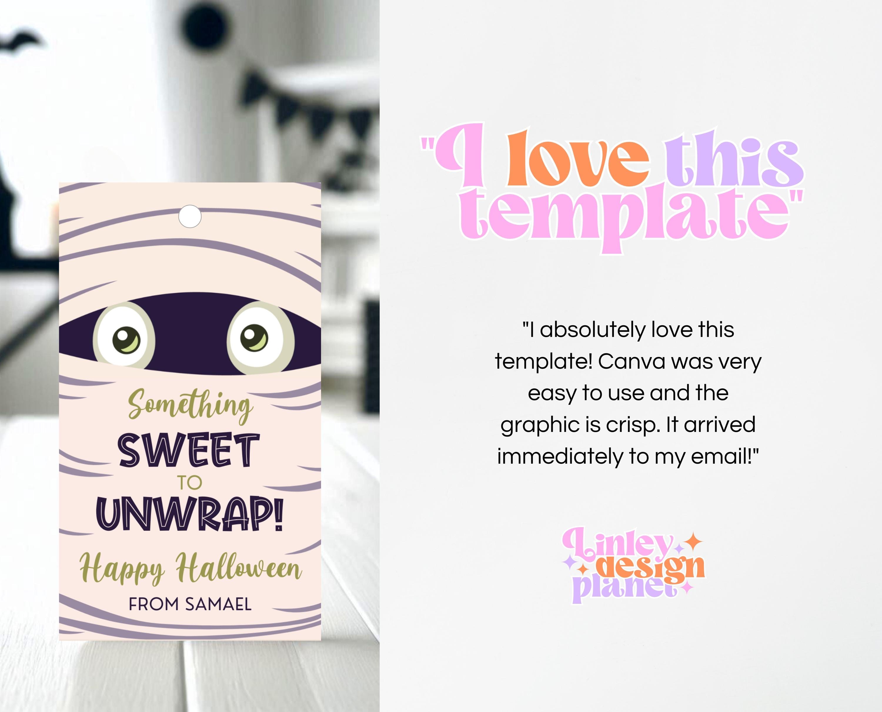 Editable Halloween Mummy Favor Tag, Halloween Mummy Tag, Halloween ...