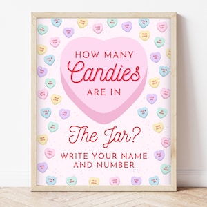 Editable Guess How Many Candies Sign, Hearts Candy Theme Birthday ...