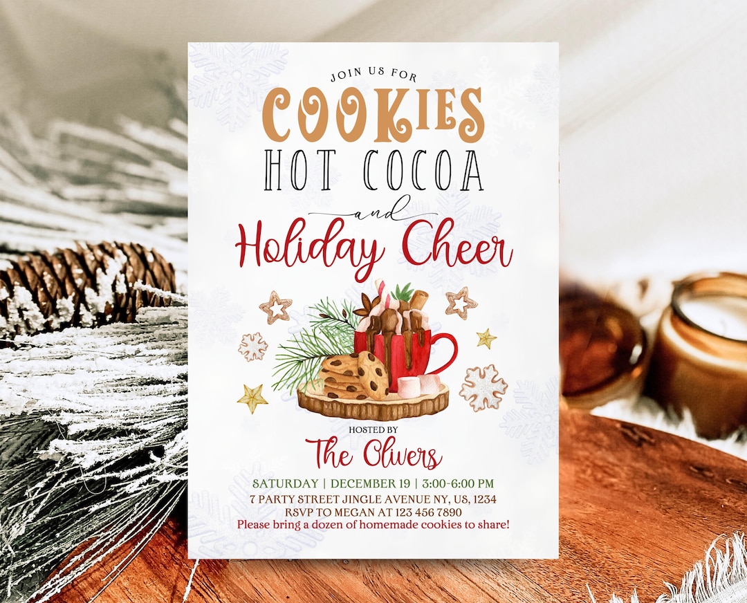 Editable Cookies and Hot Cocoa Party Invitation, Cookies and Cocoa ...