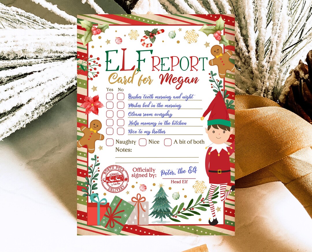 Editable Elf Report Card Template, Report Card to Santa, Elf Activity ...