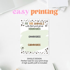 Wild Animals Birthday Activity Template, Printable Animals Food Group ...