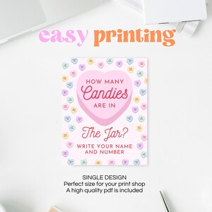 Editable Guess How Many Candies Sign, Hearts Candy Theme Birthday ...