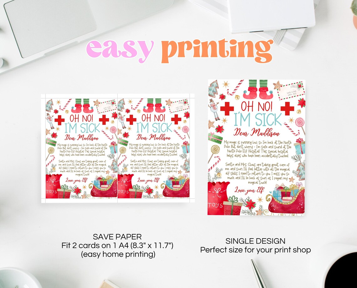 Editable Elf Recovery Notice Letter, Elf Sick Letter, Elf Notes ...