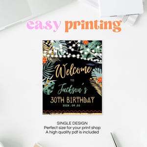 Editable Adult Tropical Birthday Welcome Sign, Tropical Party Havana ...