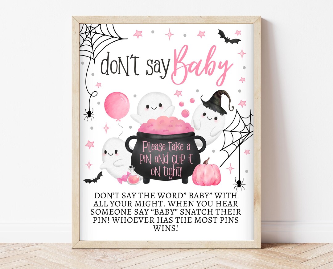 Don't Say Baby Sign Halloween Baby Shower, Baby Shower Game Sign ...