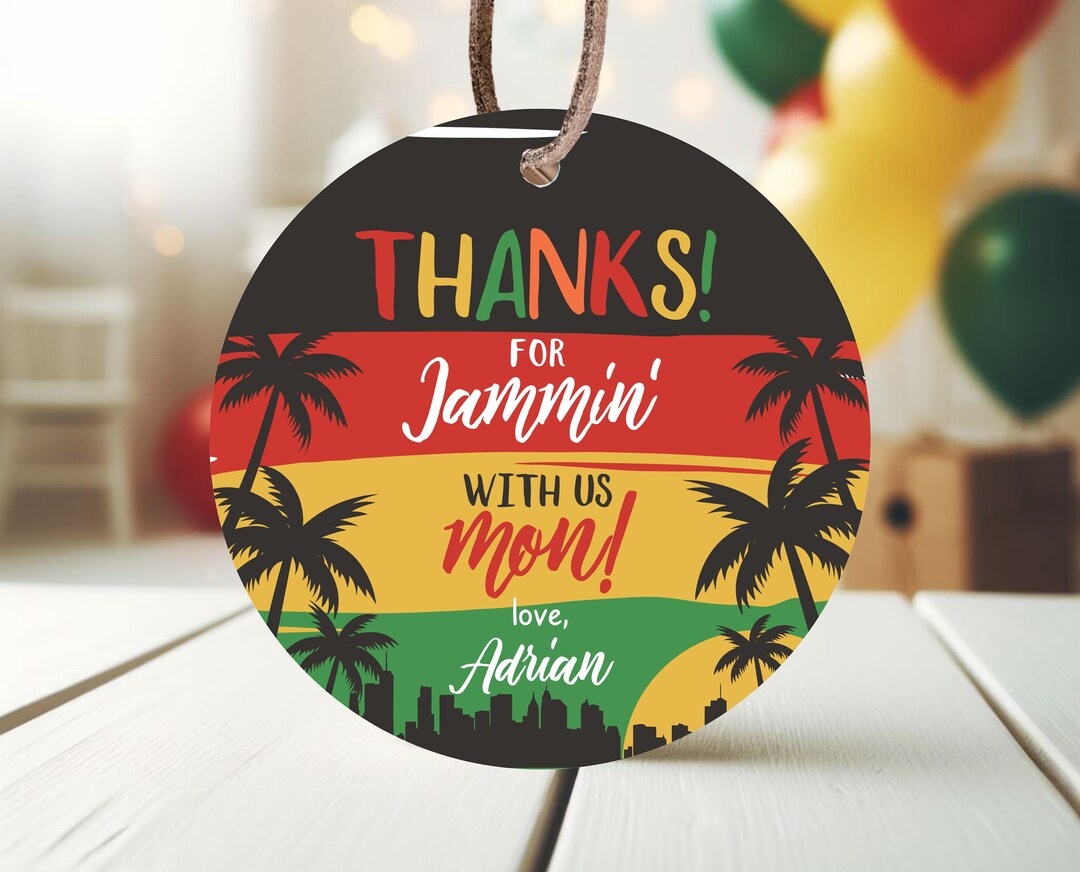 Editable Reggae Birthday Favor Tag Template, Reggae 1st Birthday Party ...