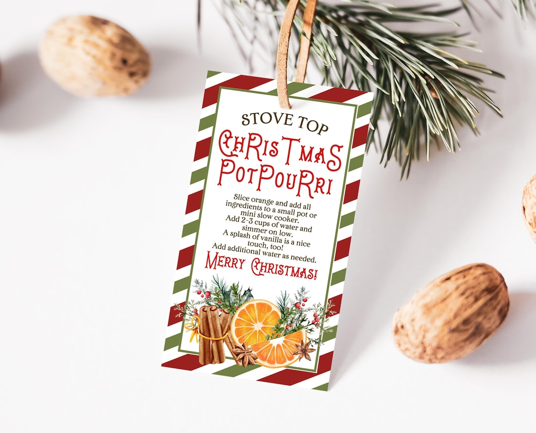 Editable Christmas Potpourri Recipe Tag Template, Christmas Holiday ...