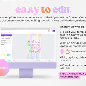 Editable Teacher Appreciation Tag, Pastel Teacher Tag, Thank You Gift ...