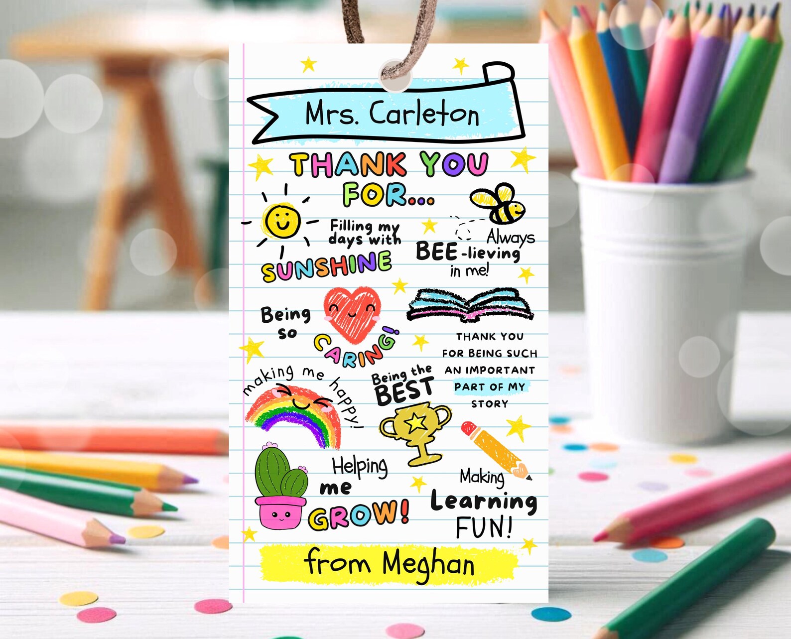 Editable Teacher Appreciation Gift Tag: Printable Thank You Note (canva ...