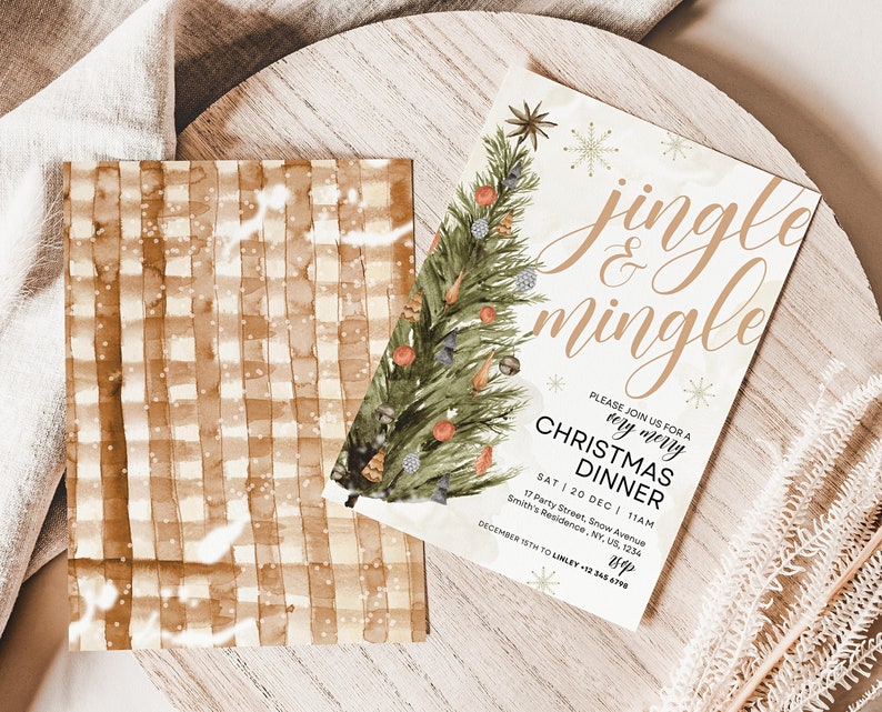 Editable Christmas Dinner Invitation Christmas Party Boho - Etsy