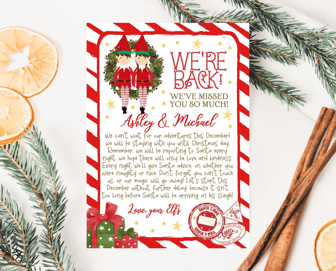 Christmas Girl & Boy Elf Arrival Letter Template, Christmas Elf Welcome ...