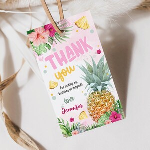 Editable Hawaiian Luau Birthday Favor Tag, Tropical Hawaiian Pool Party ...