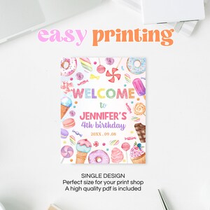 Editable Sweets Candy Welcome Sign Template, Sweet Candy Birthday ...