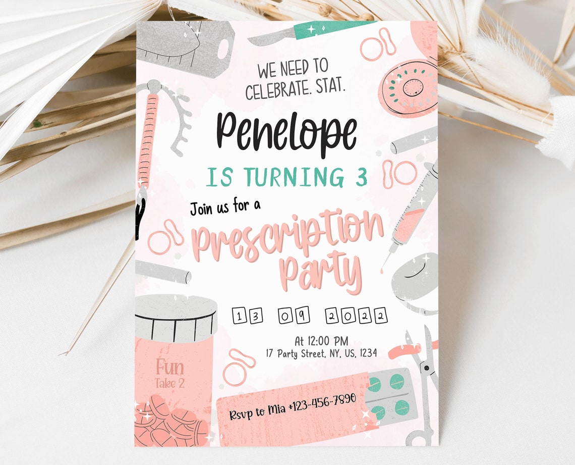 Editable Doctor Birthday Prescription Invitation Medical Nurse - Etsy