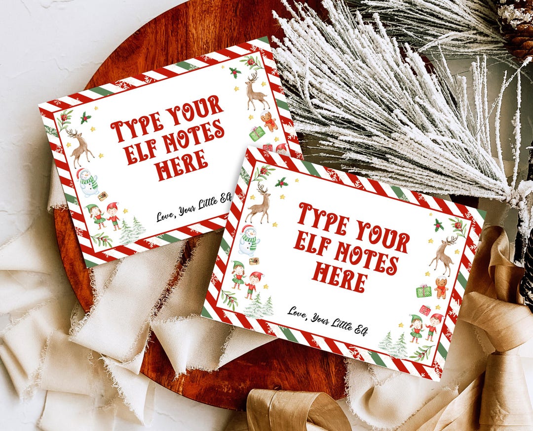 Editable Elf Note Cards Template, Elf Christmas Activities, Christmas ...