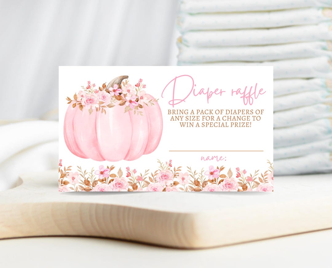 Diaper Raffle Ticket Fall Baby Shower, Pink Pumpkin Baby Shower, Fall ...