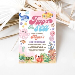 Editable Two the Sea 2nd Birthday Party Invitation Under the - Etsy