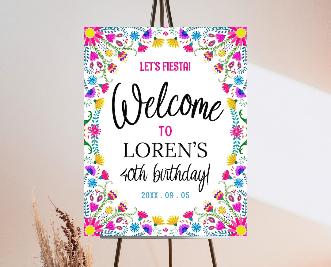 Editable Fiesta Birthday Welcome Sign, Mexican Theme Welcome Poster ...