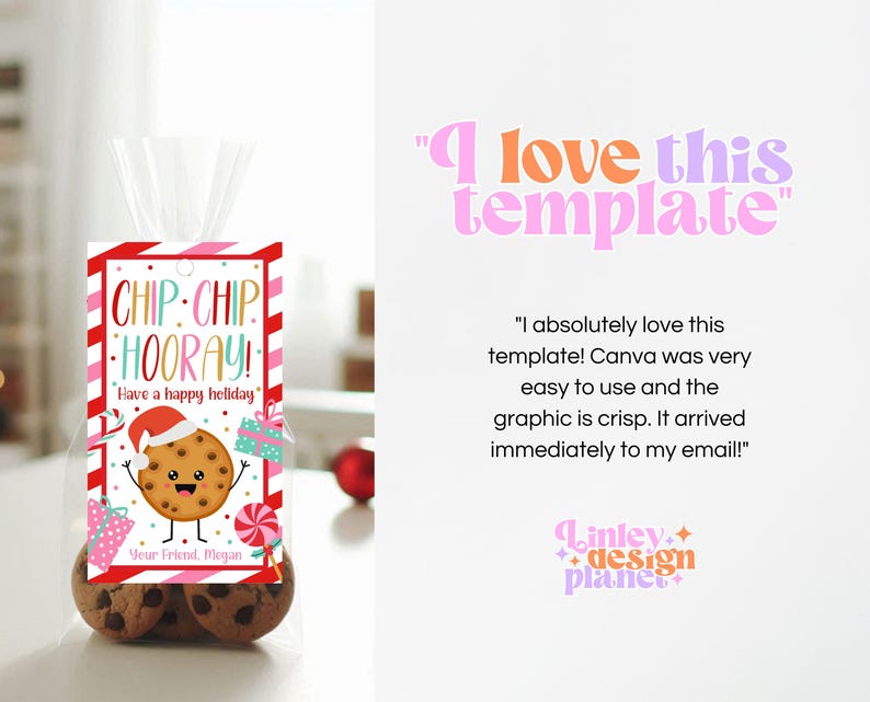 Editable Christmas Cookie Tag Template, Cookie Treat Bag Tag, Chocolate ...