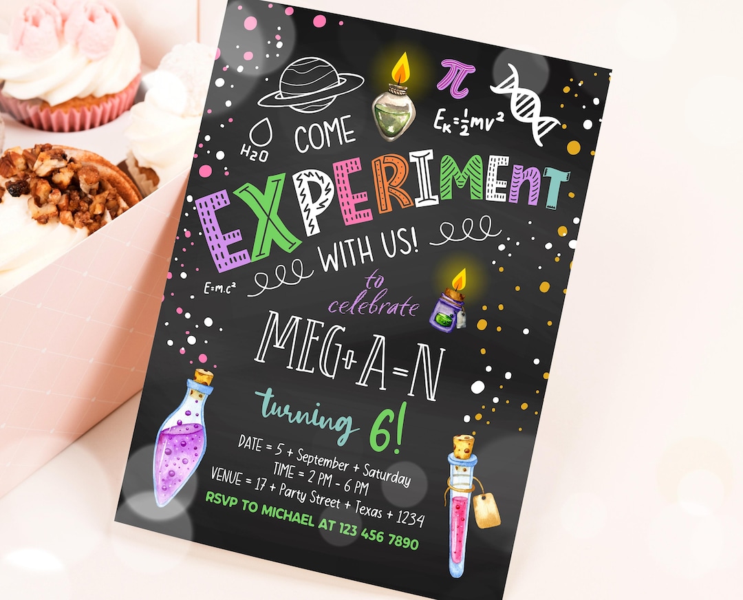 Editable Scientist Birthday Invitation, Science Experiment Birthday ...