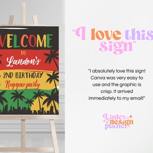Editable Reggae Birthday Welcome Sign, Reggae 1st Birthday Party Invite ...
