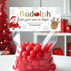 Editable Reindeer Noses Cookie Bag Topper Template, Christmas Treat Bag ...
