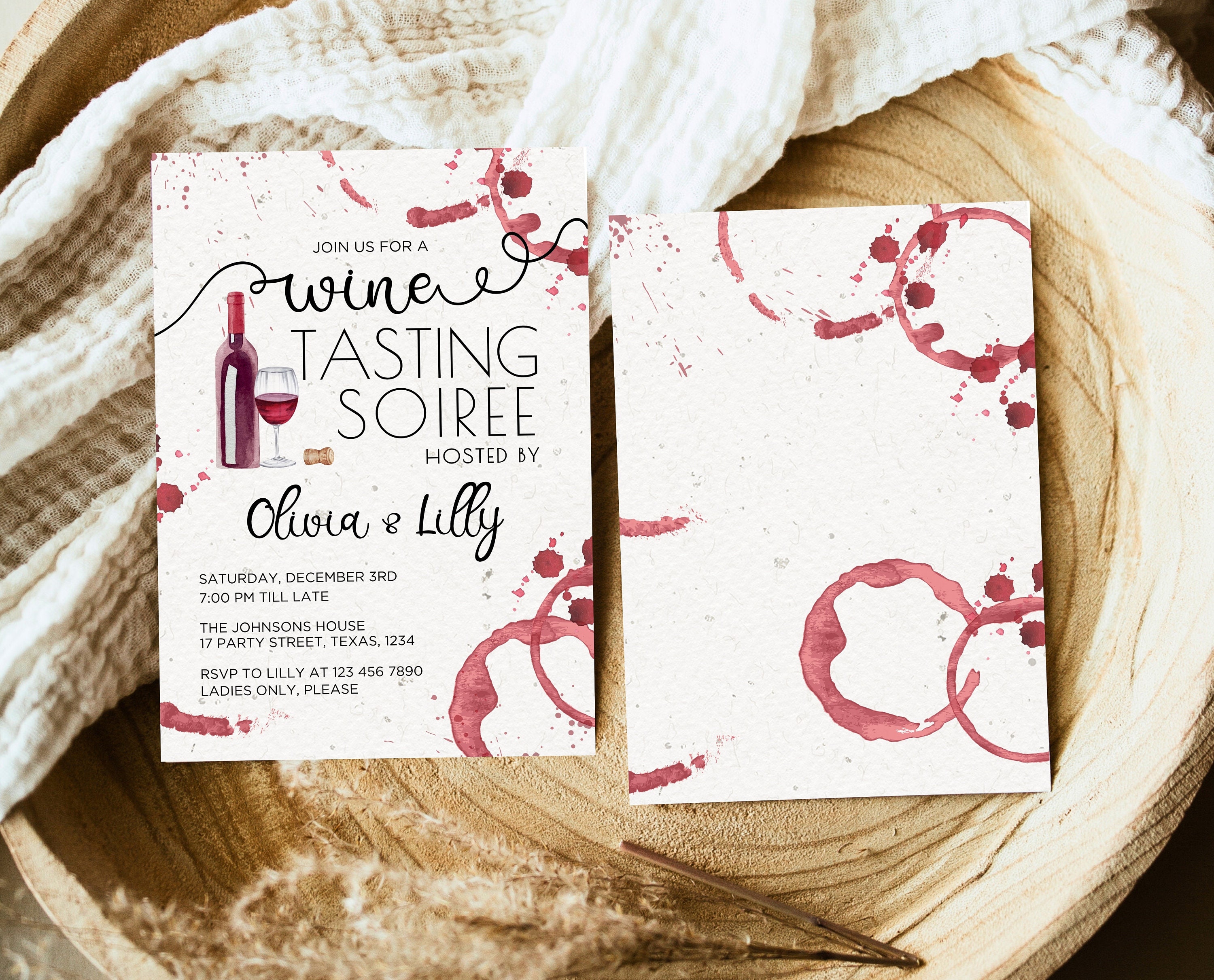 Editable Wine Tasting Birthday Invitation, Wine Tasting Birthday Party ...