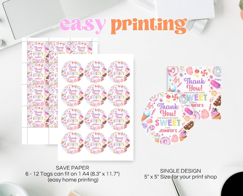 Editable Sweets Candy Thank You Favor Tags Template, Sweet Candy ...