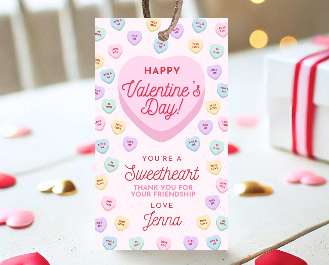 Editable Sweetheart Candy Valentine Gift Tag (digital Download) - Etsy