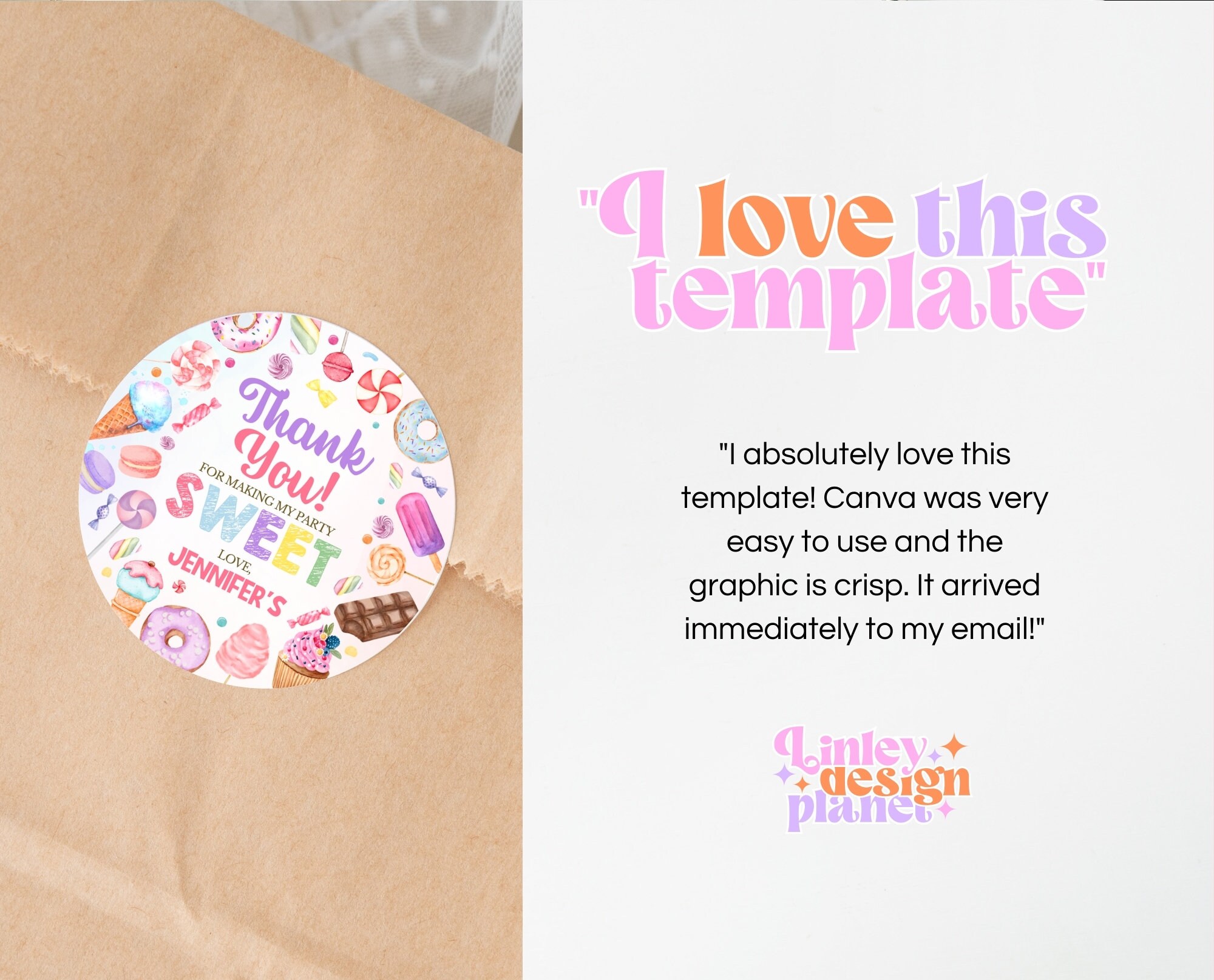 Editable Sweets Candy Thank You Favor Tags Template, Sweet Candy ...