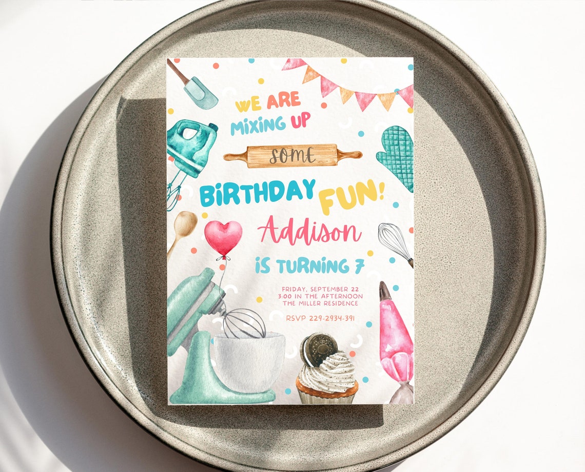 Editable Baking Birthday Party Invitation Kids Cooking - Etsy