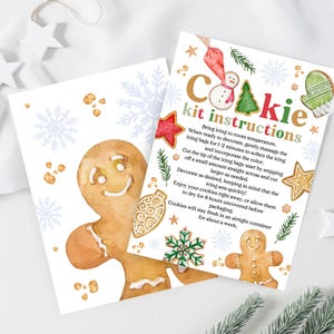 Editable Christmas Cookie Instructions Card Template, Editable Cookie ...