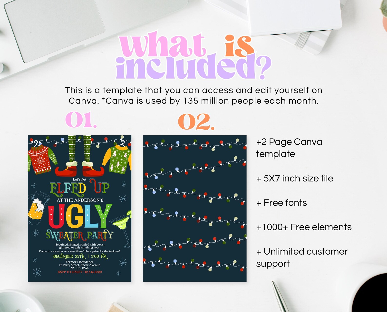 Ugly Sweater Party Invitation Template, Christmas Ugly Sweater Invite ...