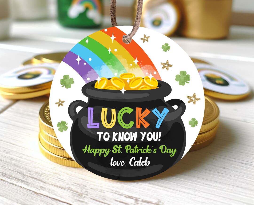 Editable St. Patrick's Day Tag, Pot of Gold Favor Tag, Glassroom Gift ...