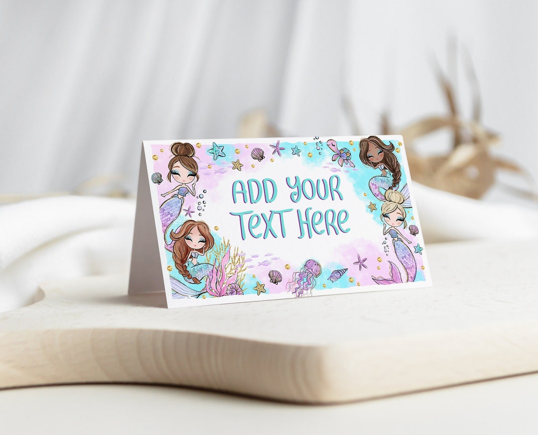 Editable Mermaid Birthday Food Label, Mermaid Birthday Tent Cards ...
