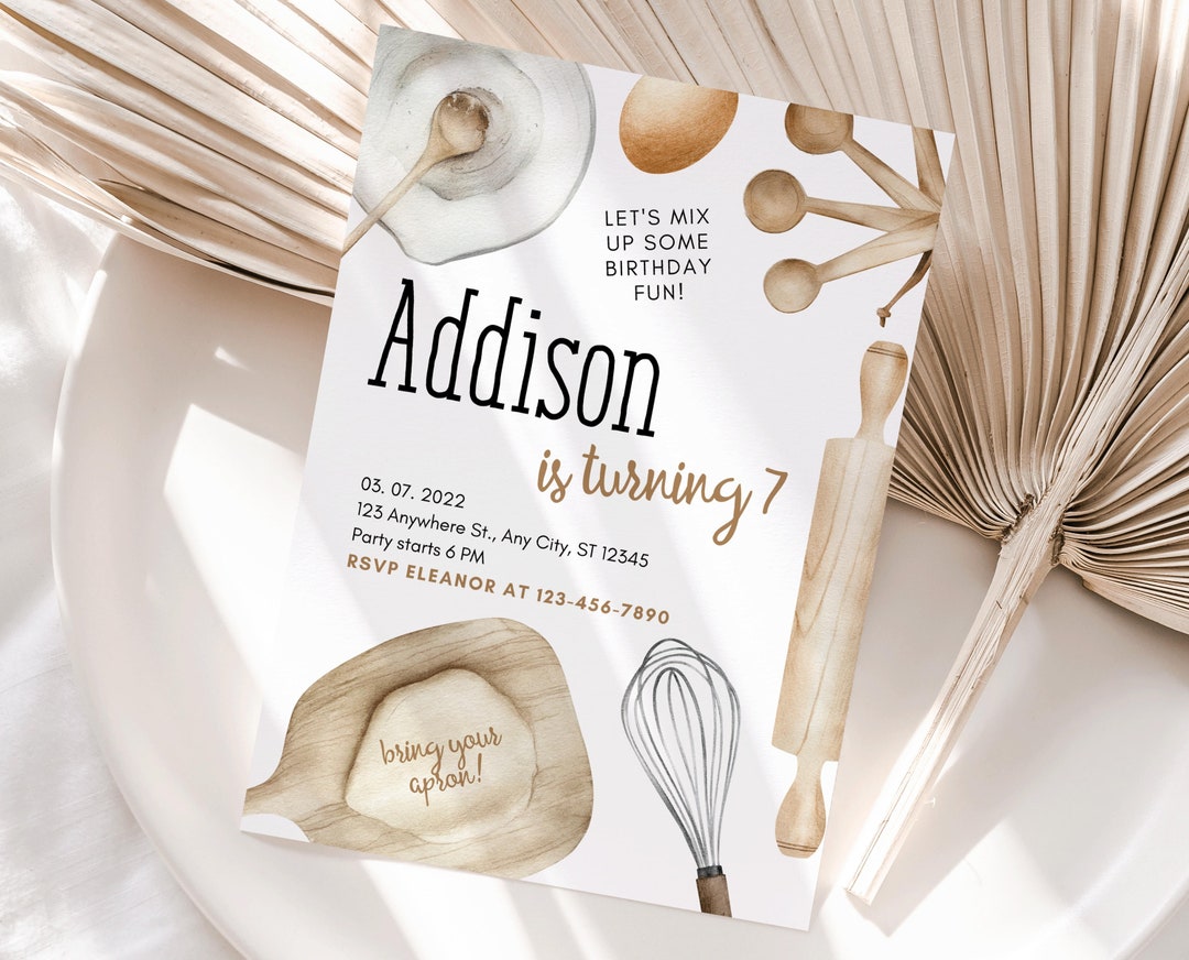Editable Cooking Party Birthday Invitation, Baking Cooking Party, Chef ...