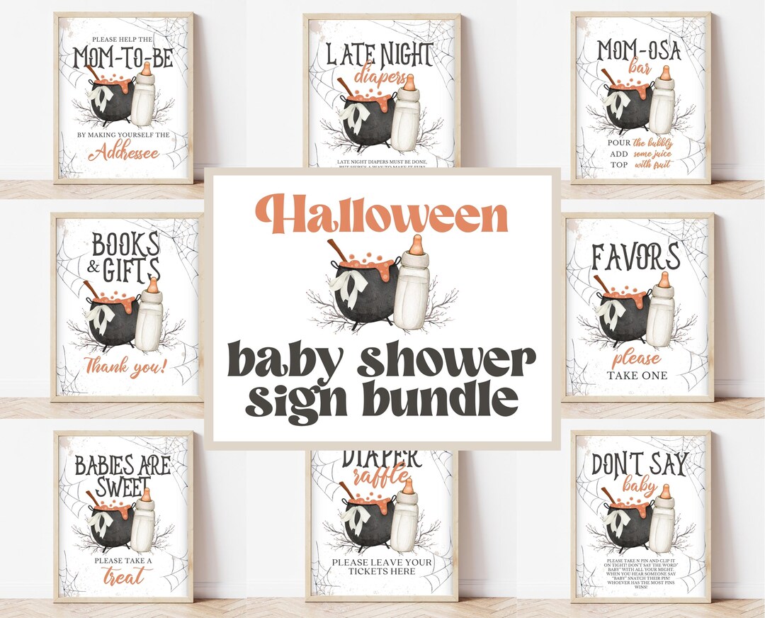 Editable A Baby is Brewing Halloween Baby Shower Sign Bundle, Halloween ...