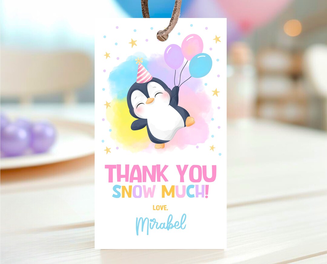 Editable Penguin Birthday Favor Tag, Winter Birthday Favor Tag, Arctic ...