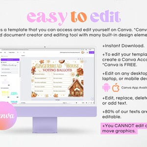 Editable Gingerbread House Voting Ballot Template, Pink Christmas ...