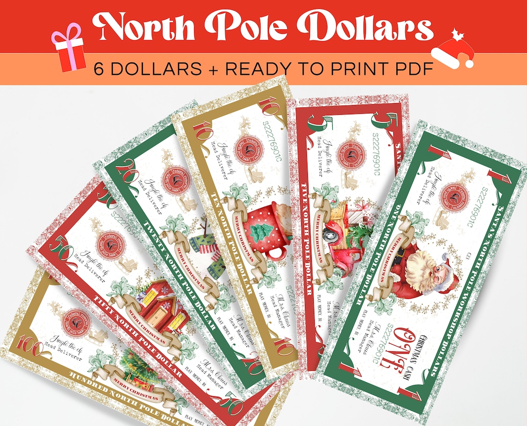 Printable Christmas Money, North Pole Dollar Bill Kid's Activity ...