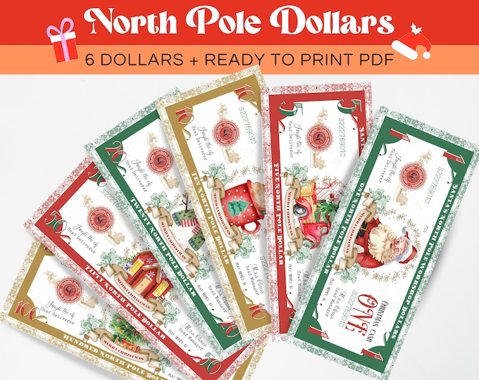 Printable Christmas Money, Ready to Print Christmas Play Money, North ...