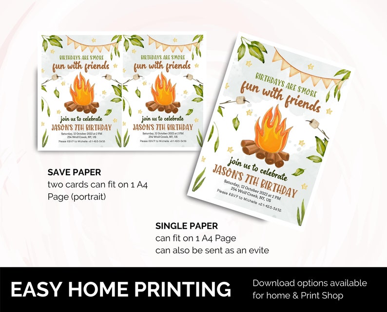 Editable Boy Camp Party Invitation Camp Out Birthday Invite | Etsy