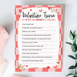 Valentines Day Trivia Game, Valentines Party Game, Printable Valentines ...