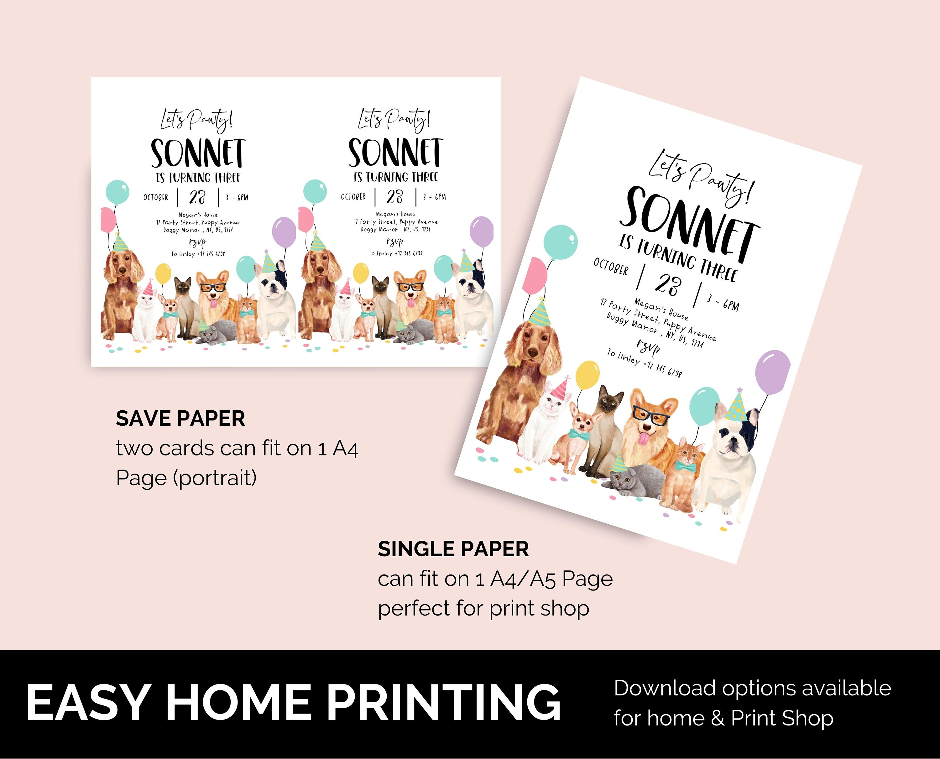 Editable Dog and Cat Birthday Party Invitation Puppy Birthday - Etsy ...