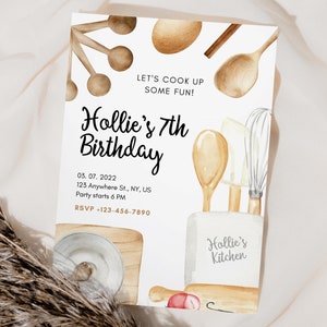 Editable Cooking Party Birthday Invitation Baking Cooking - Etsy