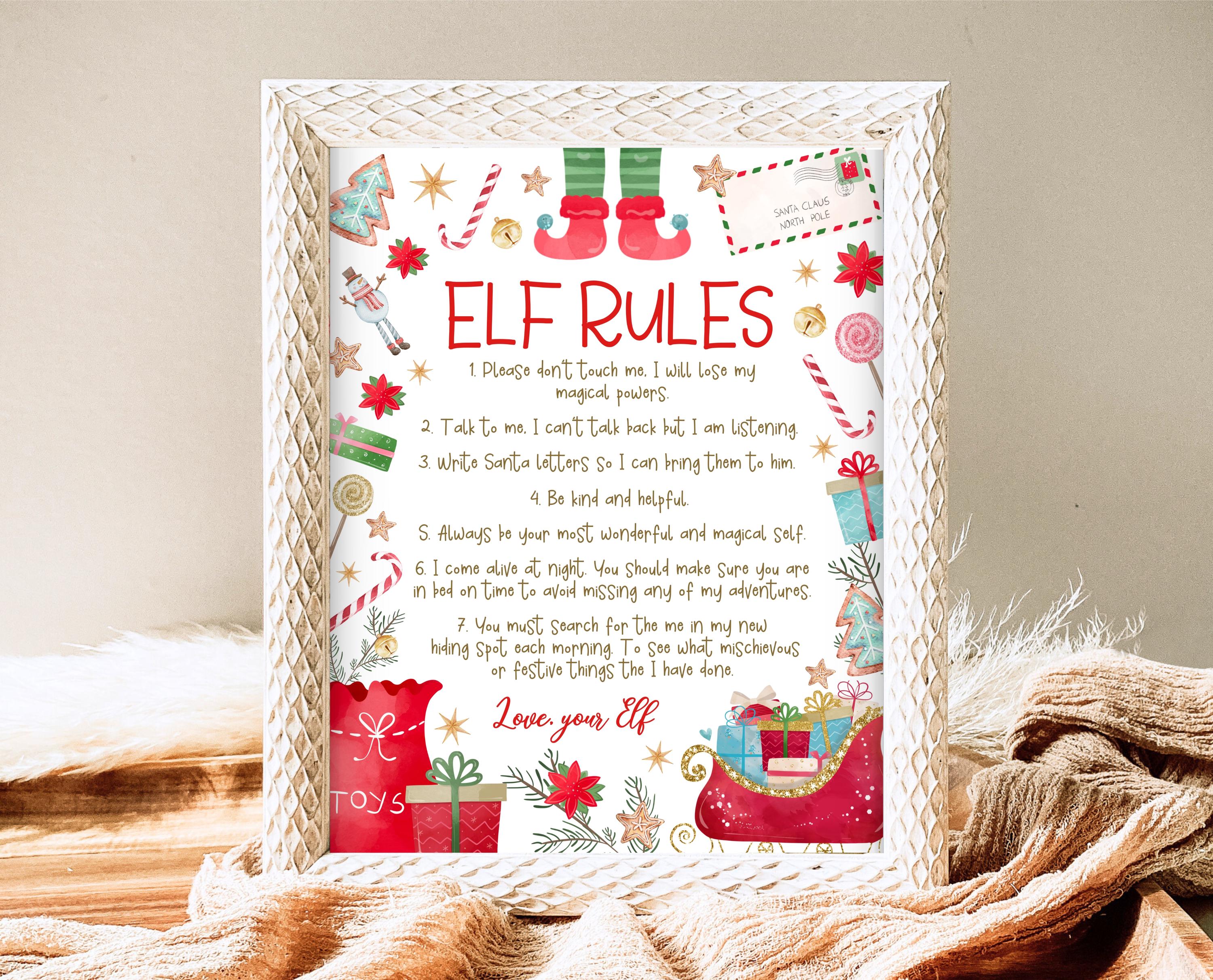 Editable Christmas Elf Magic Rules for Kids Sign, Do Not Touch Me ...