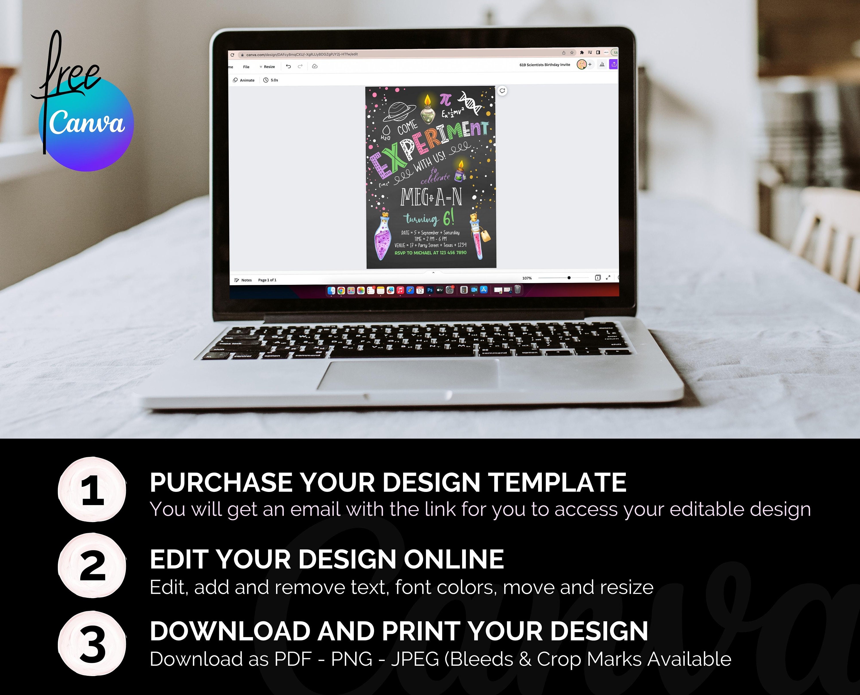 Editable Scientist Birthday Invitation Science Experiment - Etsy